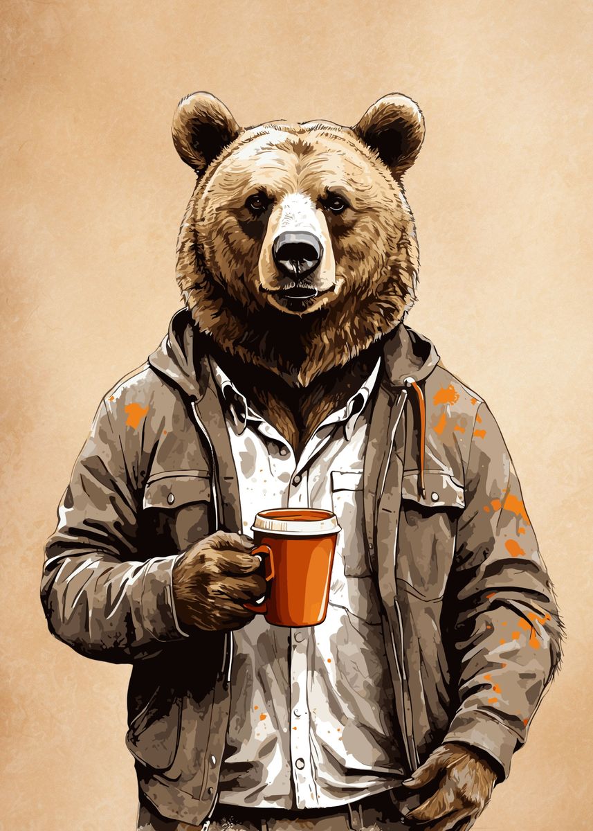 'Coffee Bear' Poster, picture, metal print, paint by Vicky Hanggara ...