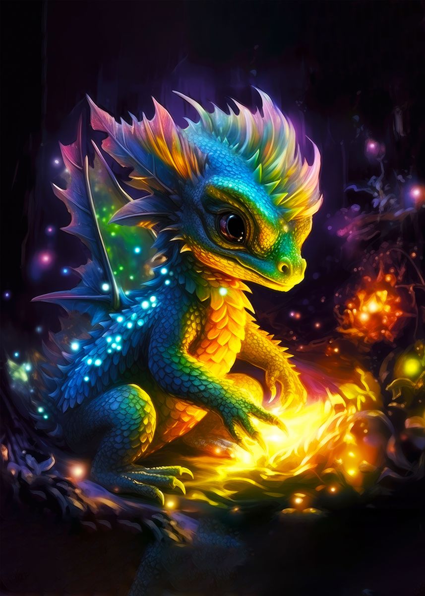 'Cute Baby Dragon' Poster, picture, metal print, paint by Super Anima ...