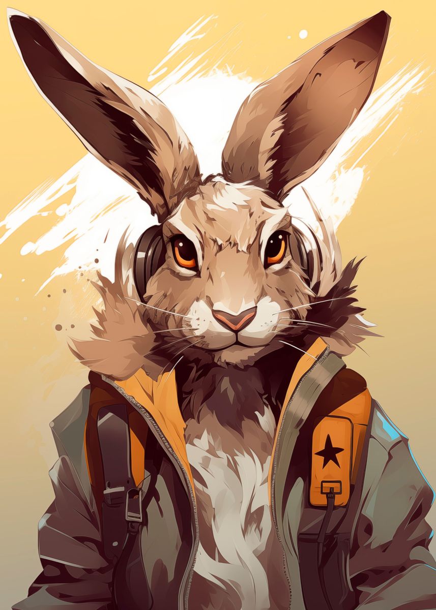 'Pilot Rabbit anime 1' Poster, picture, metal print, paint by ...
