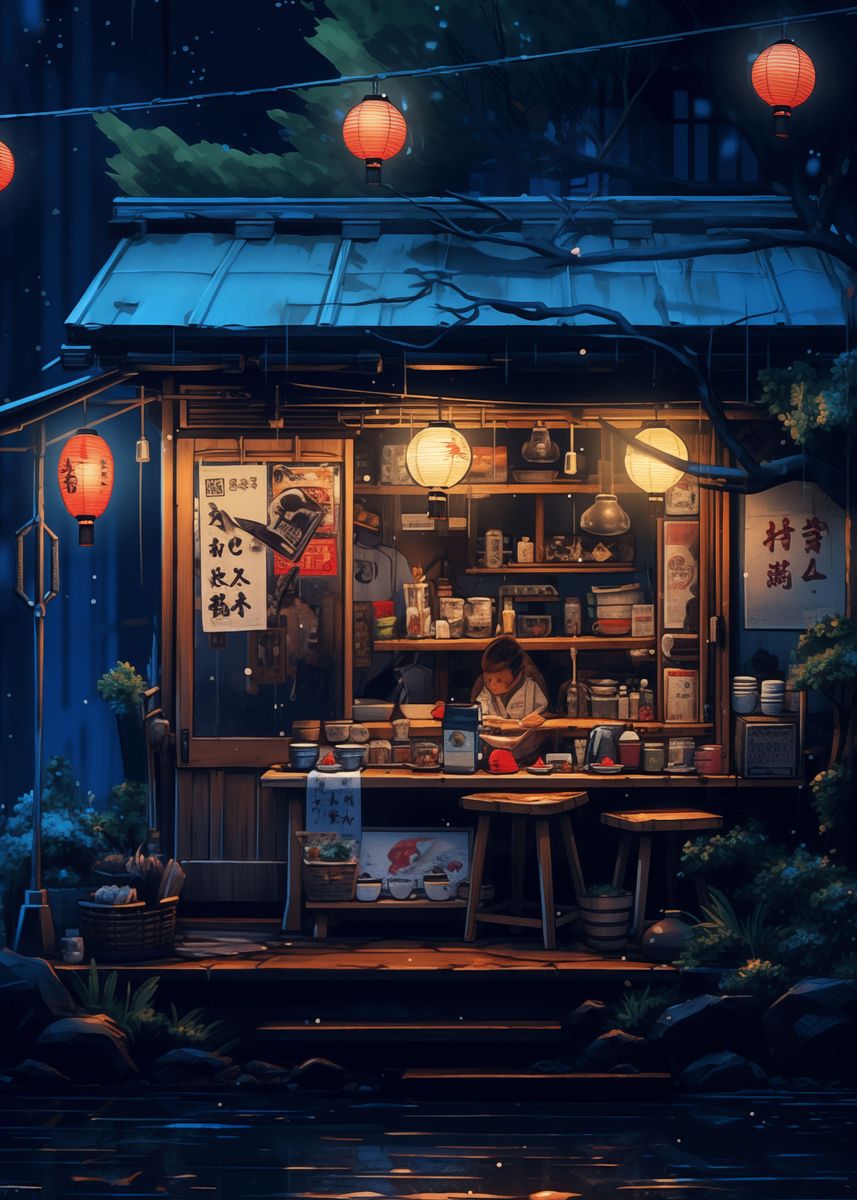 'Storefront at night' Poster, picture, metal print, paint by Ryu has no ...