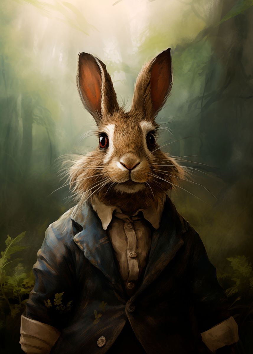 'Rabbit in Suit 1' Poster, picture, metal print, paint by Geometricarte ...