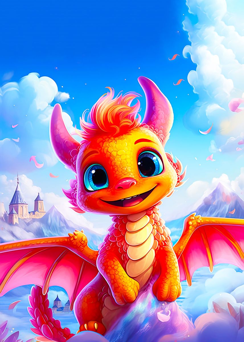 'Cute Baby Dragon' Poster, picture, metal print, paint by Super Anima ...