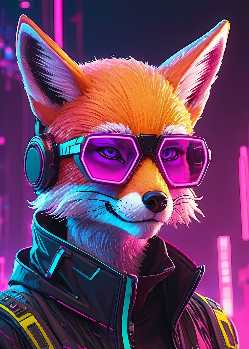 'Cyberpunk Fox' Poster, picture, metal print, paint by Dominustheus ...