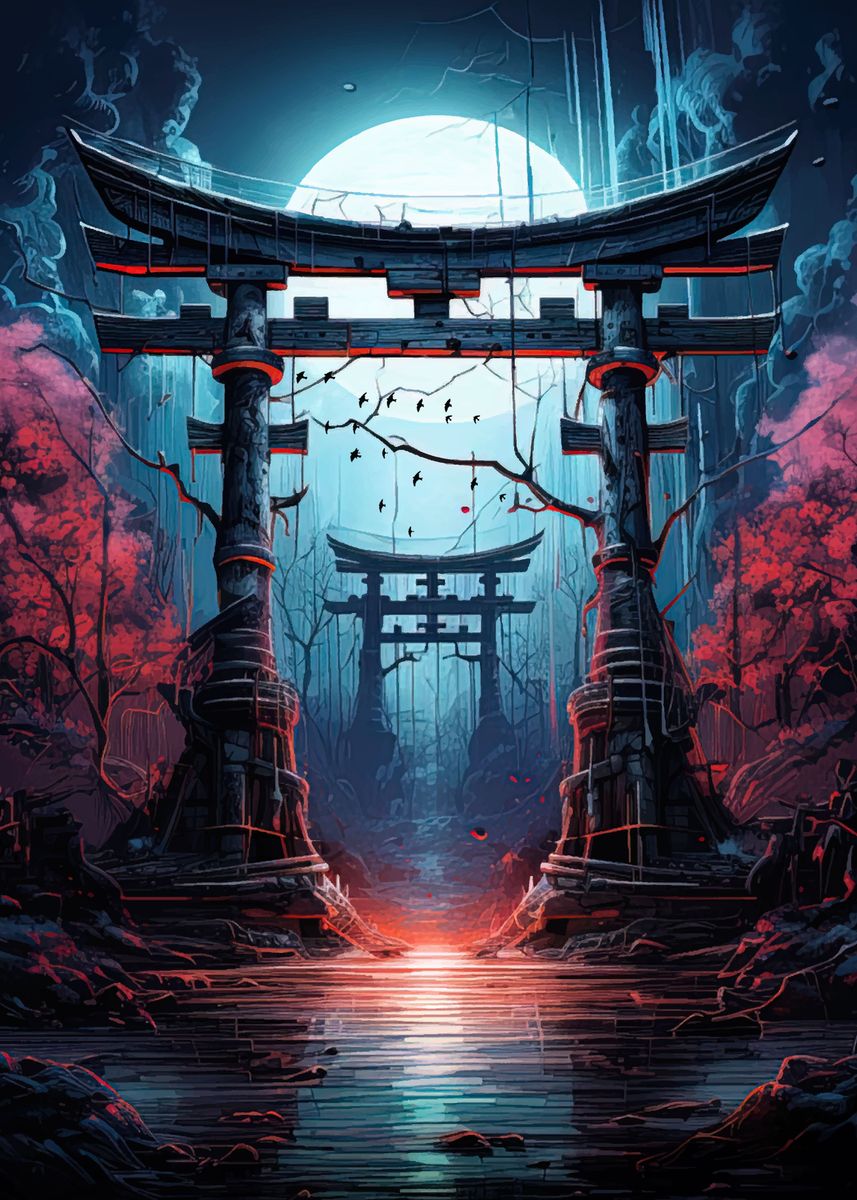 'japanese gate anime' Poster, picture, metal print, paint by Demon ...