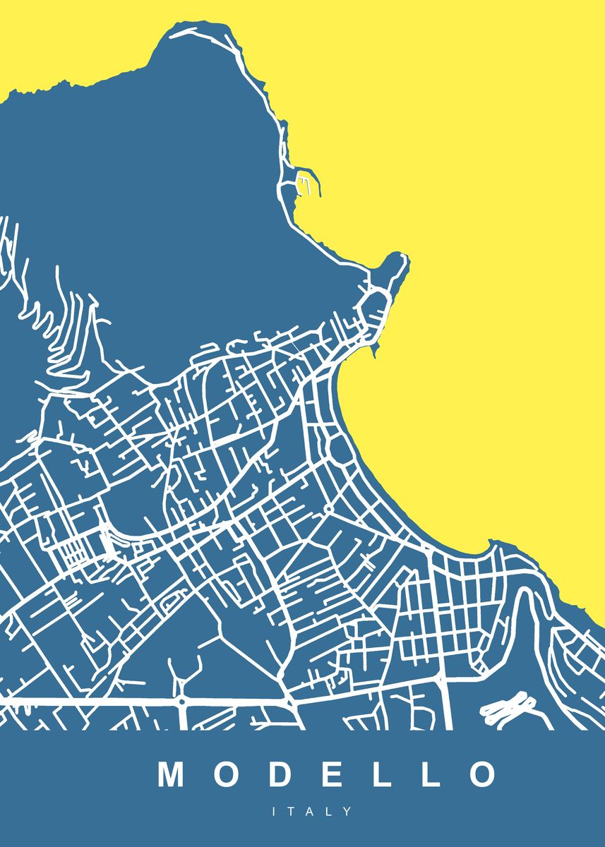 'MAP MODELLO ITALY' Poster, picture, metal print, paint by UrbanMaps ...