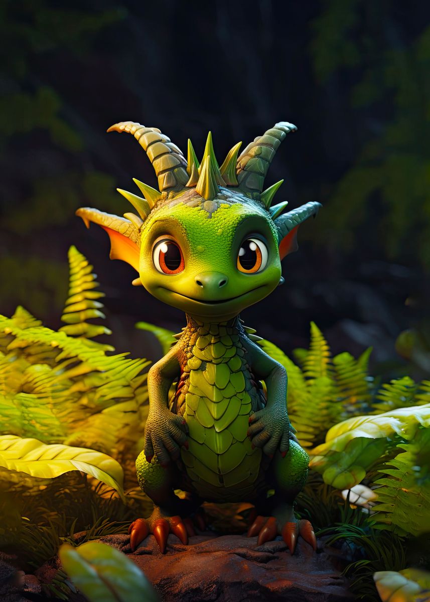 'Cute Baby Dragon' Poster, picture, metal print, paint by Super Anima ...