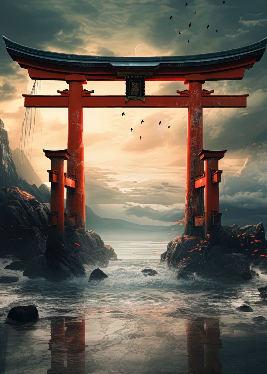 'anime japanese gate' Poster, picture, metal print, paint by Demon ...
