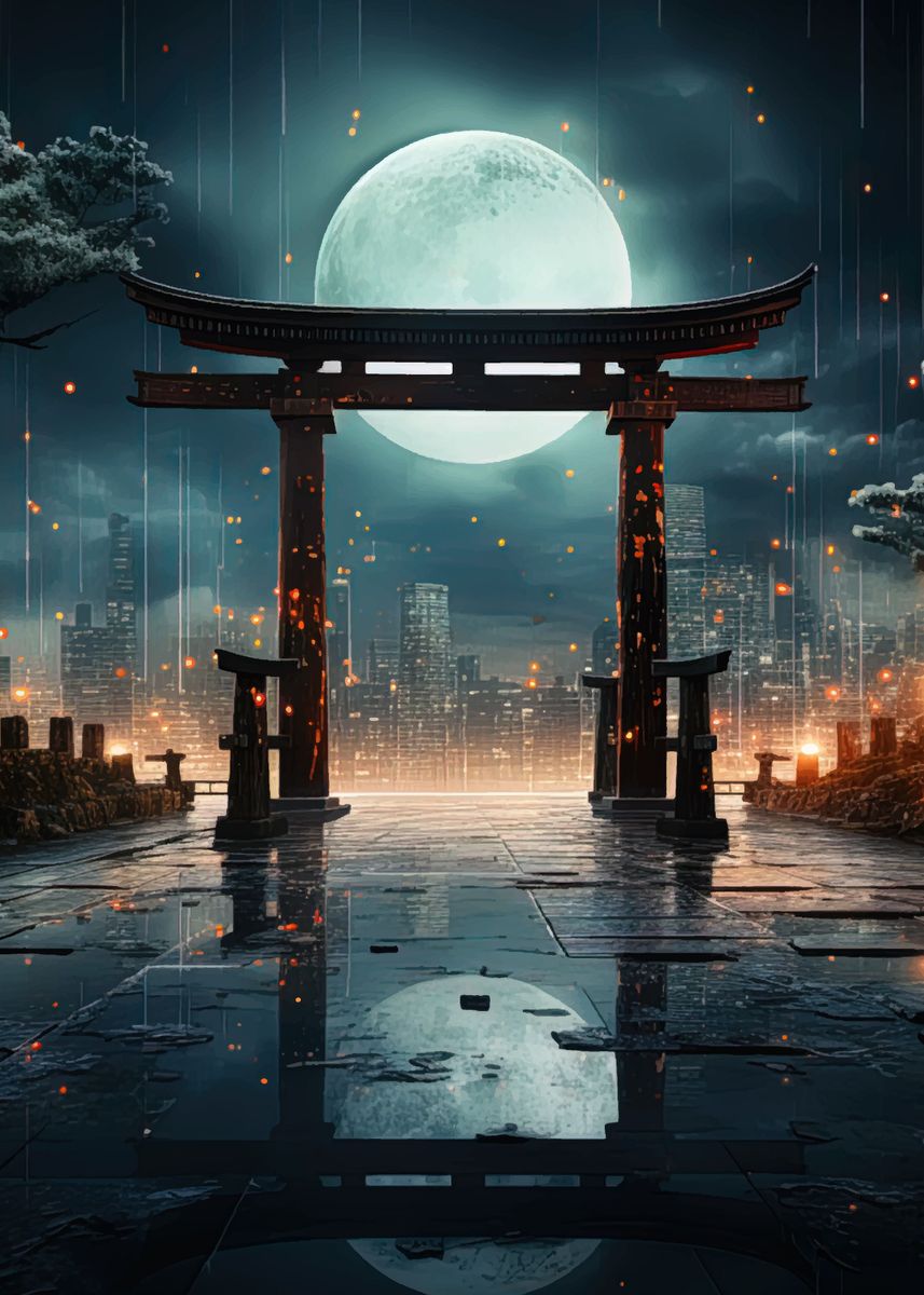 'anime japanese gate' Poster, picture, metal print, paint by Demon ...
