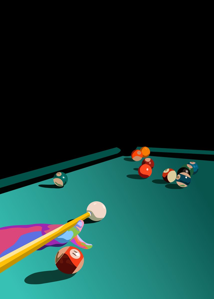 'Billiard in vector pop art' Poster, picture, metal print, paint by ...