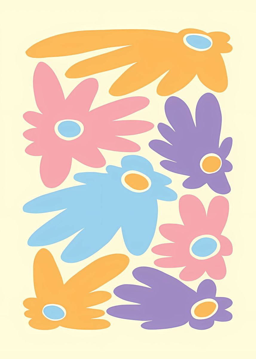 'colorful Groovy flowers' Poster, picture, metal print, paint by ...