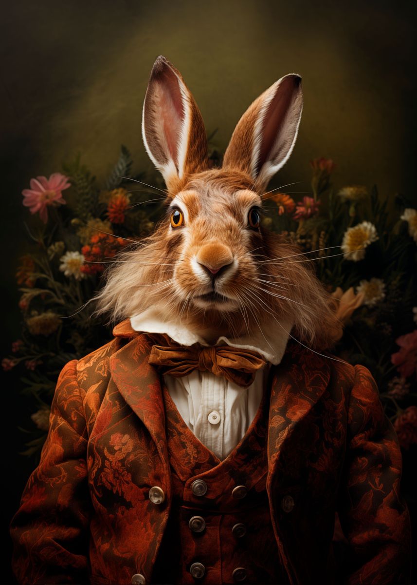 'Rabbit in Suit 2' Poster, picture, metal print, paint by Geometricarte ...