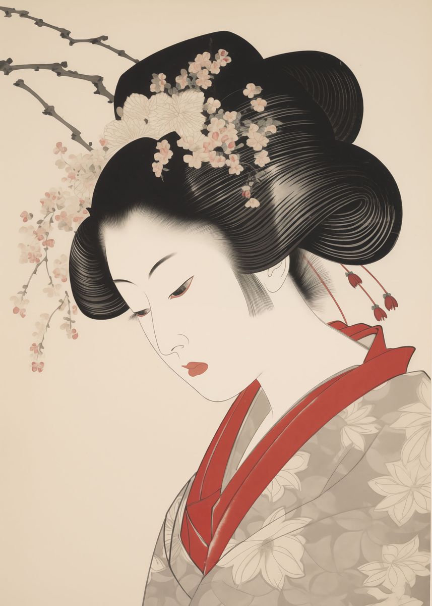 'Portrait of Japanese woman' Poster, picture, metal print, paint by Ryu ...