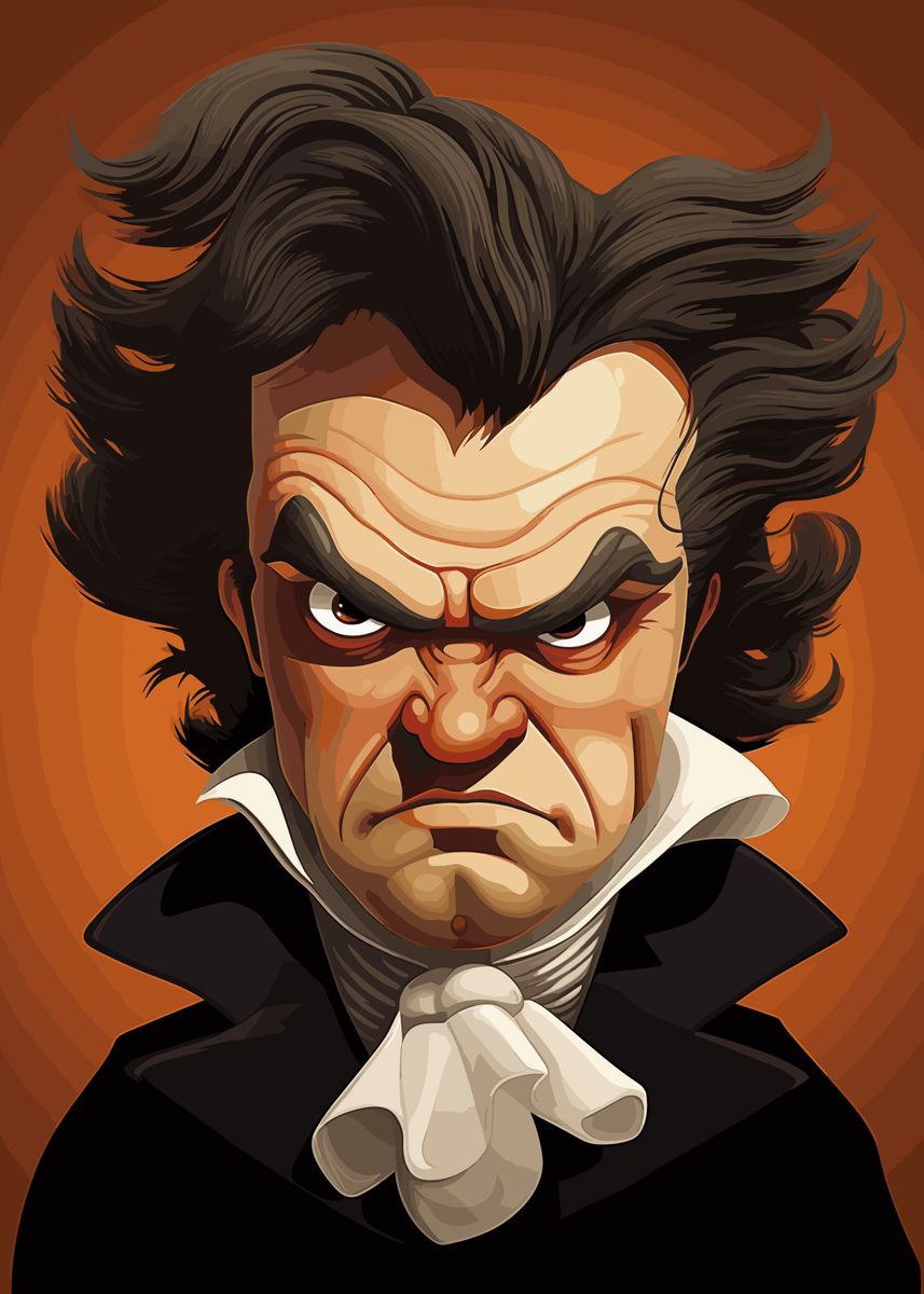 'Ludwig Beethoven Cartoon' Poster, picture, metal print, paint by ...