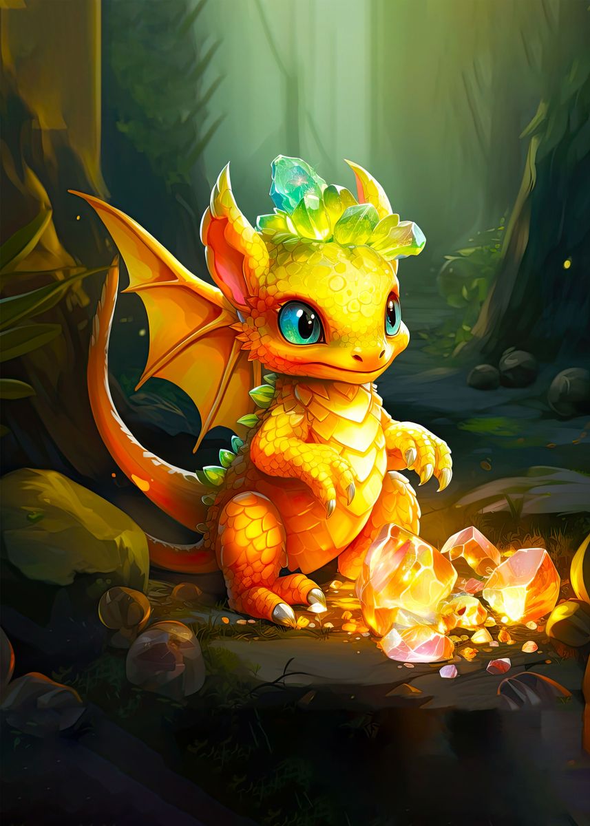 'Cute Baby Dragon' Poster, picture, metal print, paint by Super Anima ...