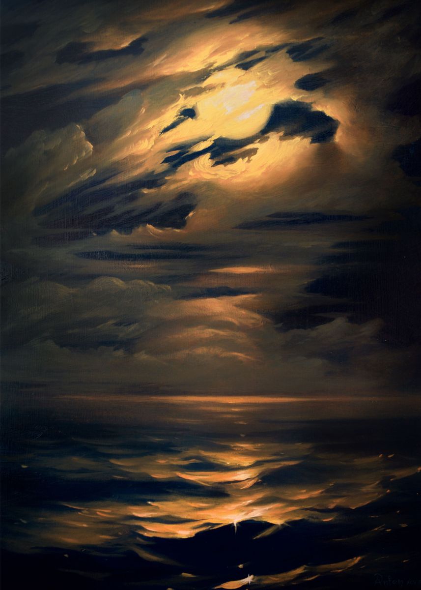 'Moon rise ' Poster, picture, metal print, paint by Anton Art | Displate