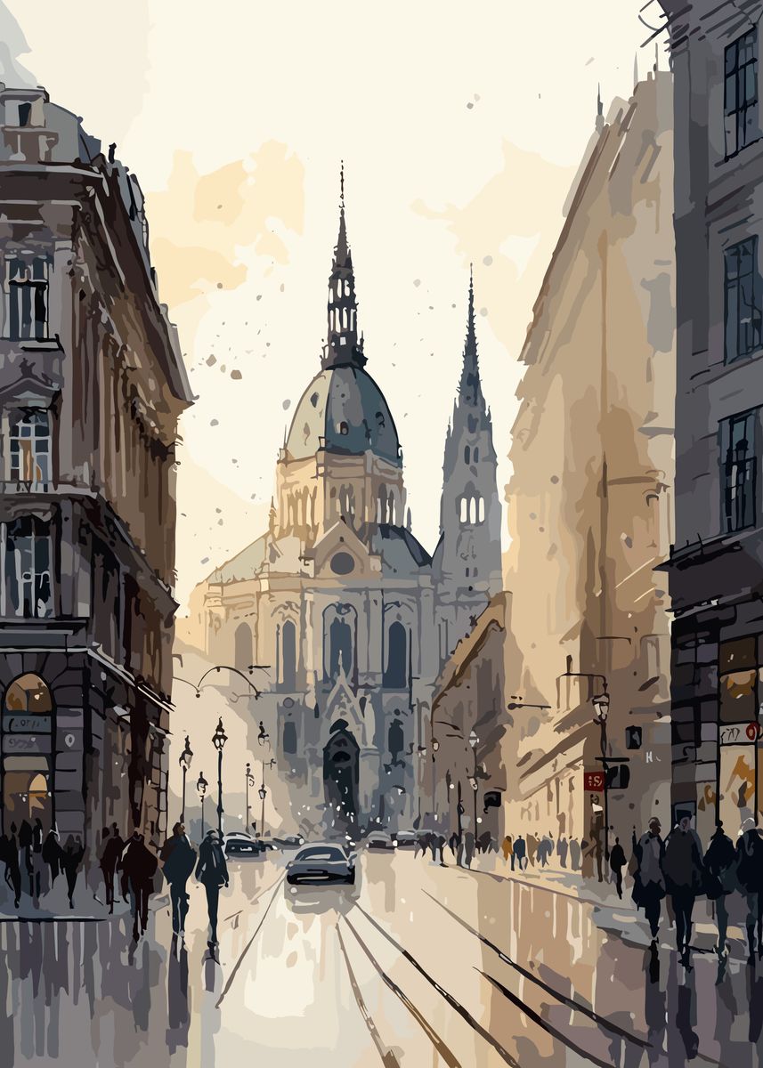 'Vienna City Illustration' Poster, picture, metal print, paint by Maël ...
