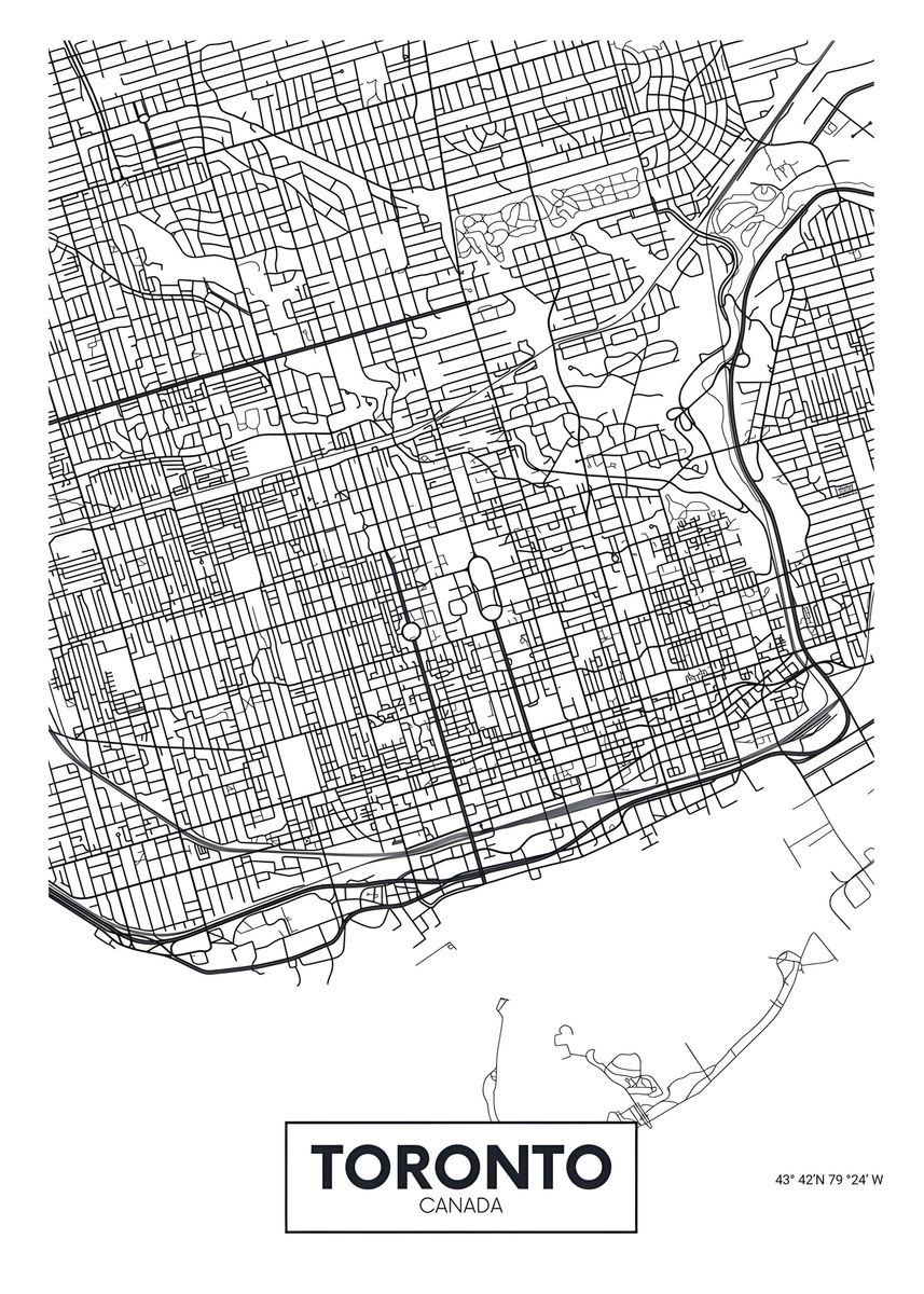 'minimalistic toronto map' Poster, picture, metal print, paint by ...