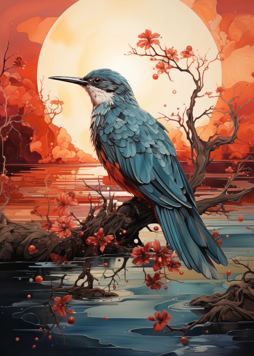 'Bird with sun ' Poster, picture, metal print, paint by Tieu Long ...