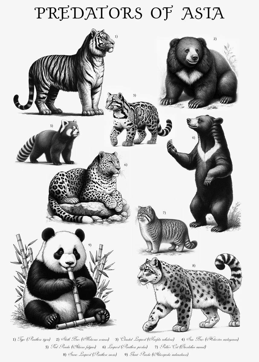 'Predators of Asia' Poster, picture, metal print, paint by MaiDesign ...
