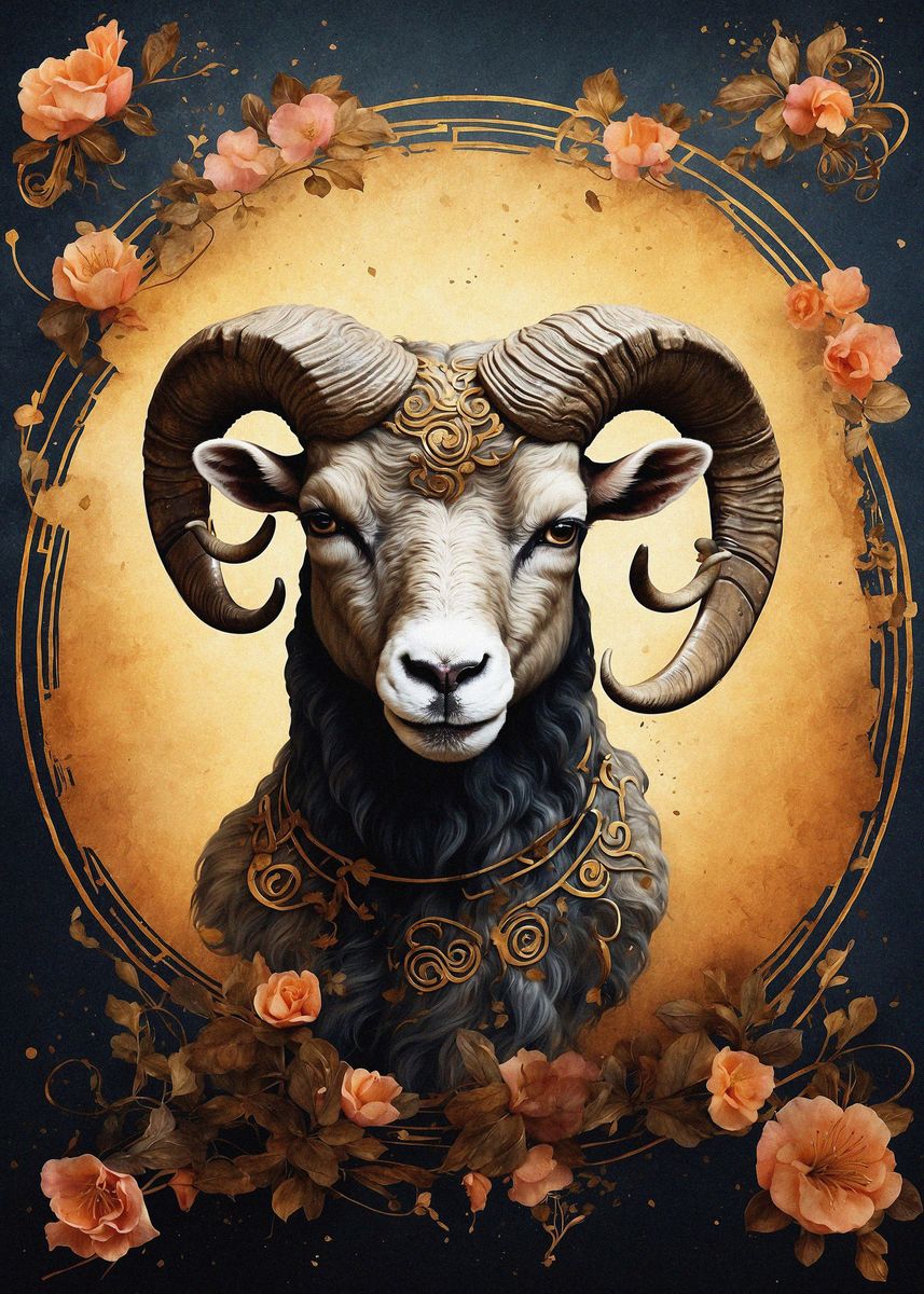 'aries goat' Poster, picture, metal print, paint by EDSON RAMOS | Displate