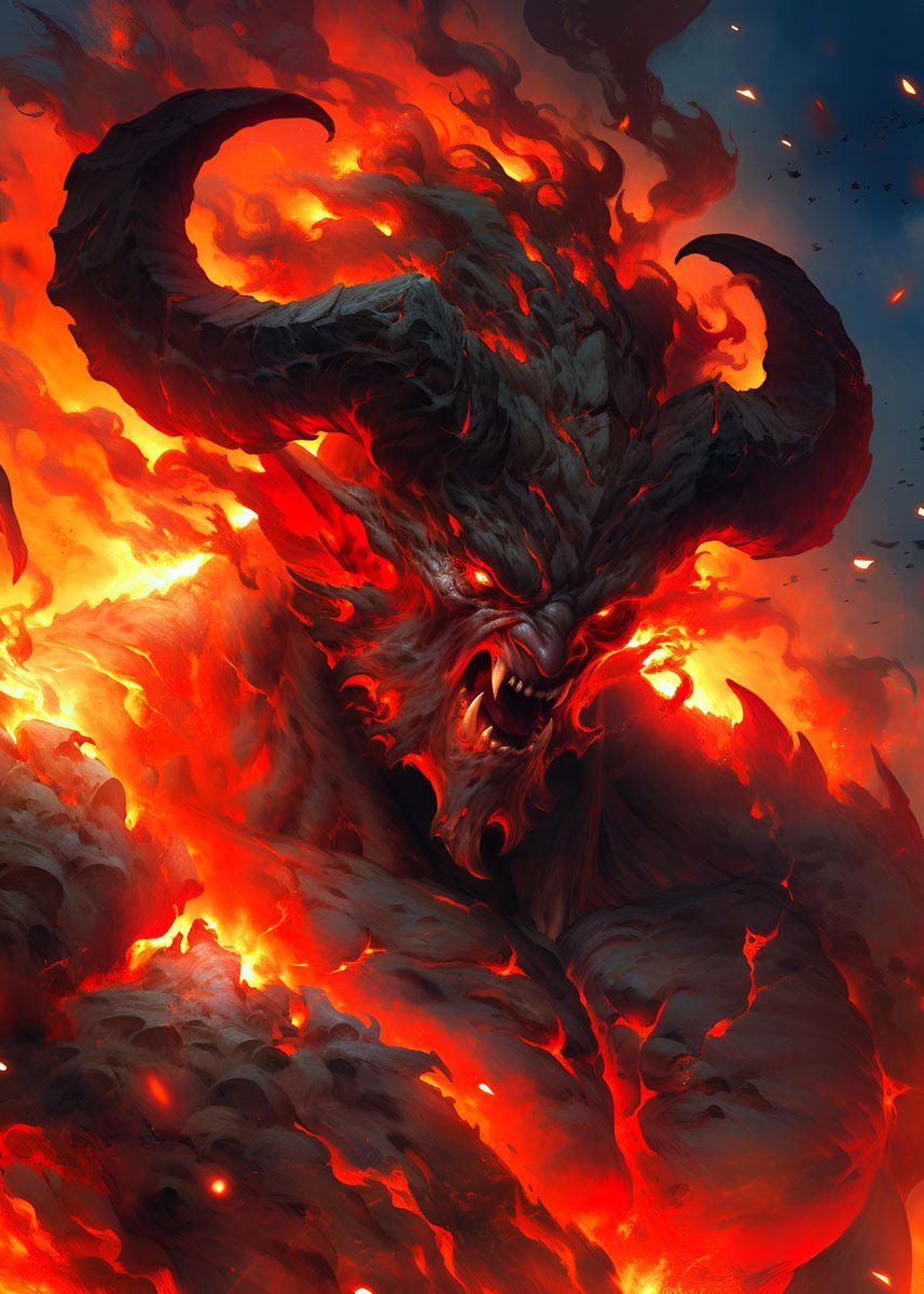 'Fire Hell Diablo Balrog ' Poster, picture, metal print, paint by ...