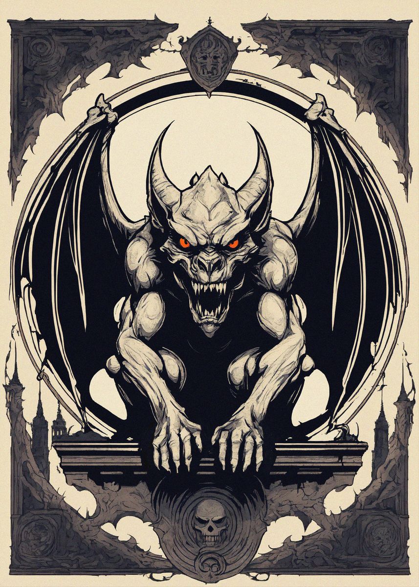 'evil gargoyle' Poster, picture, metal print, paint by EDSON RAMOS ...