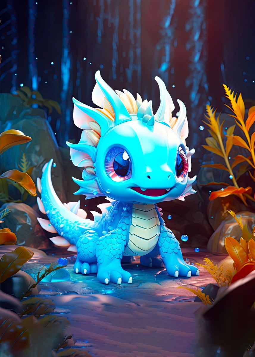 'Cute Baby Dragon' Poster, picture, metal print, paint by Super Anima ...