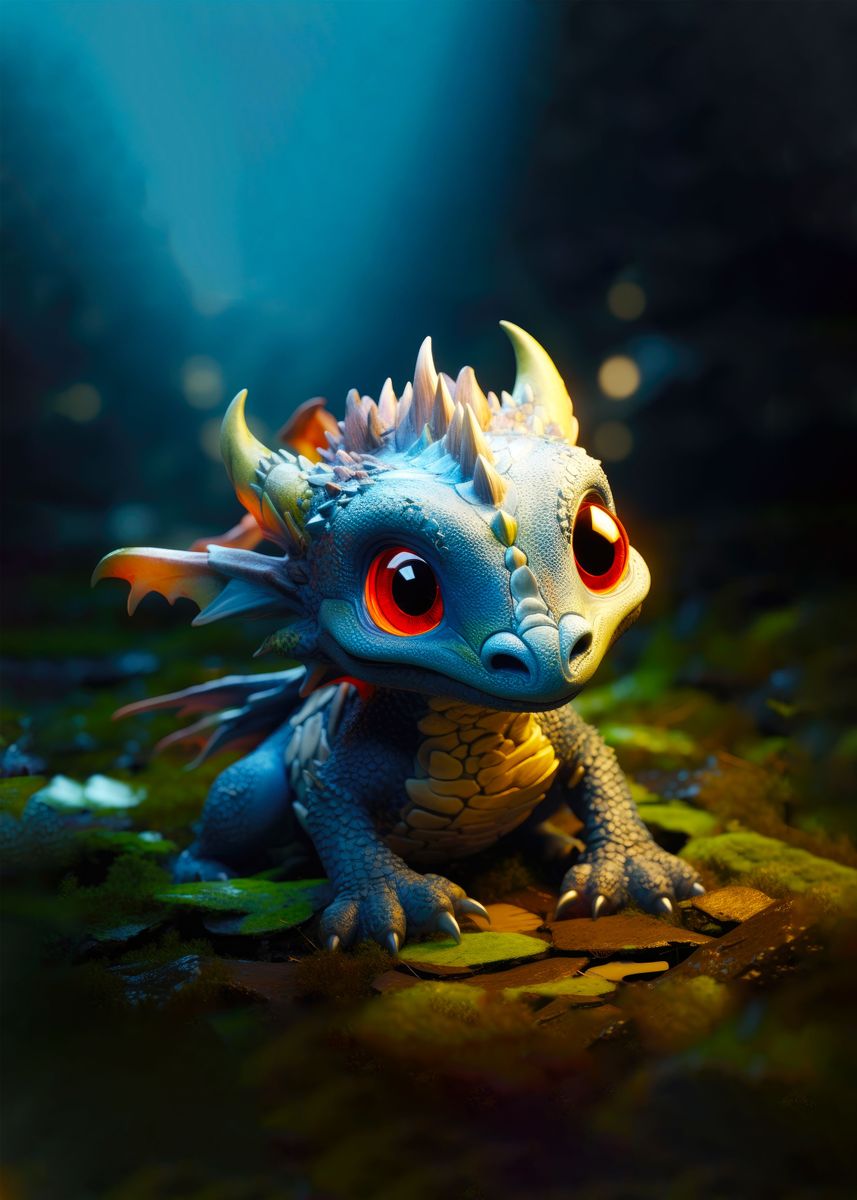 'Cute Baby Dragon' Poster, picture, metal print, paint by Super Anima ...