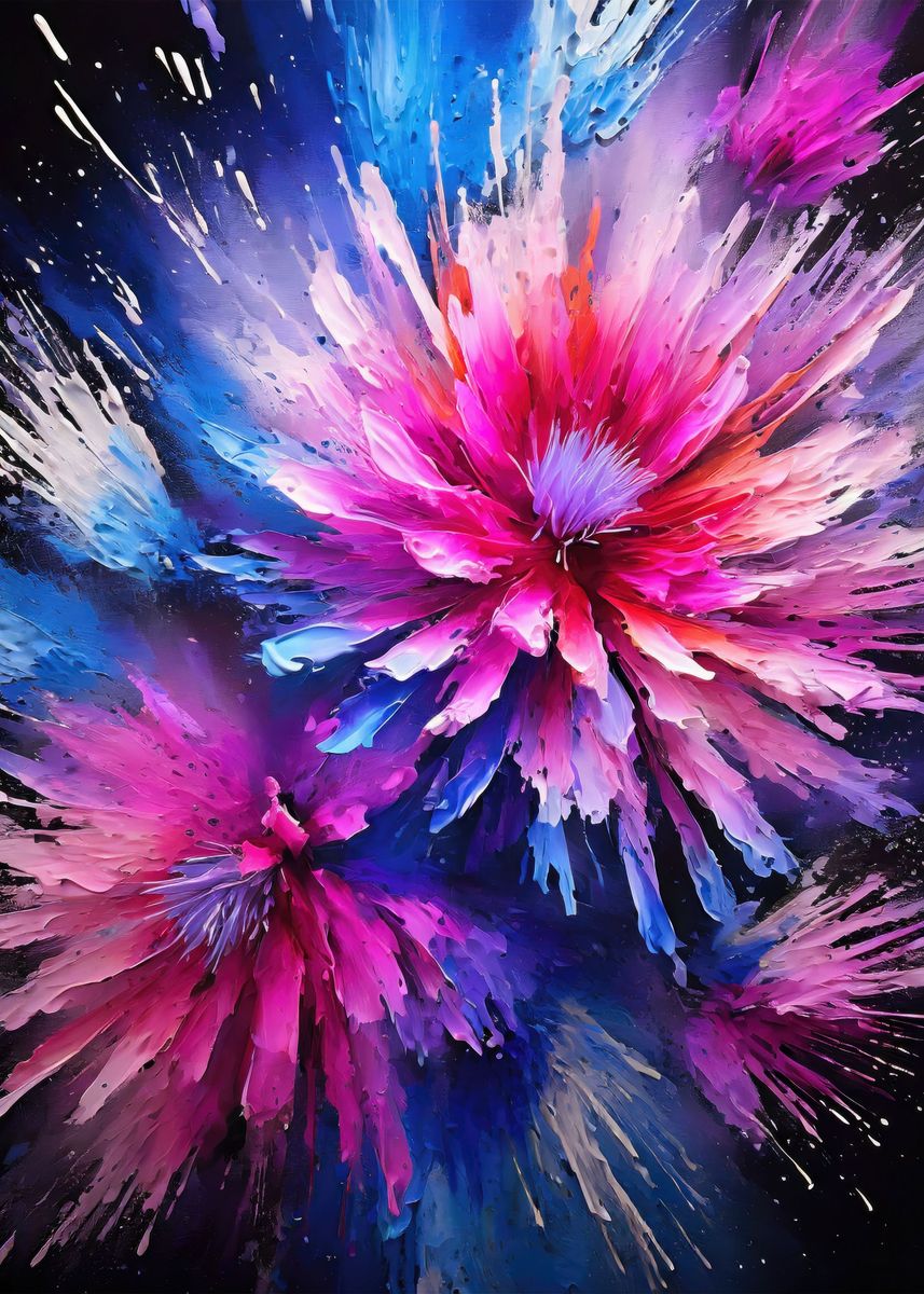 'Exploding Photon Flowers' Poster, picture, metal print, paint by Florian Neumann | Displate