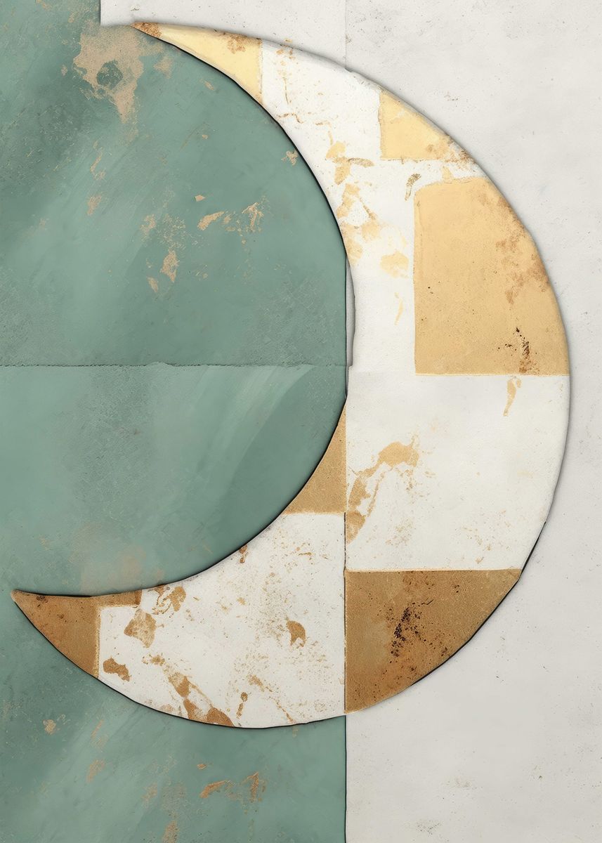 'Moon Abstract Gold Decor' Poster, picture, metal print, paint by ...