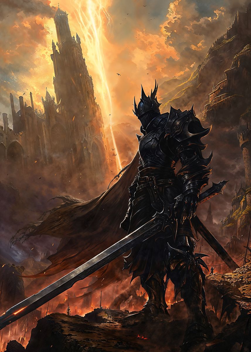 'Dark Sentinel of the Abyss' Poster, picture, metal print, paint by ...