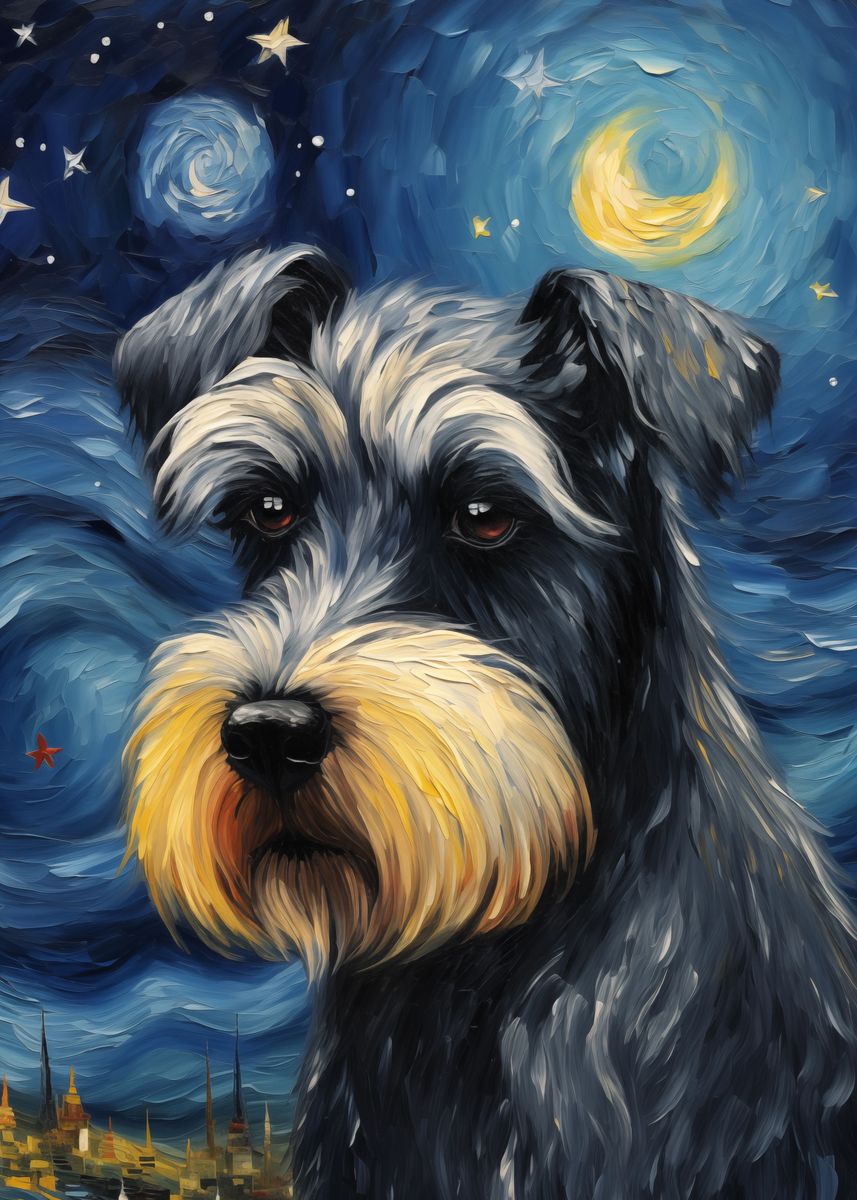 'Miniature Schnauzer' Poster, picture, metal print, paint by Eline | Displate