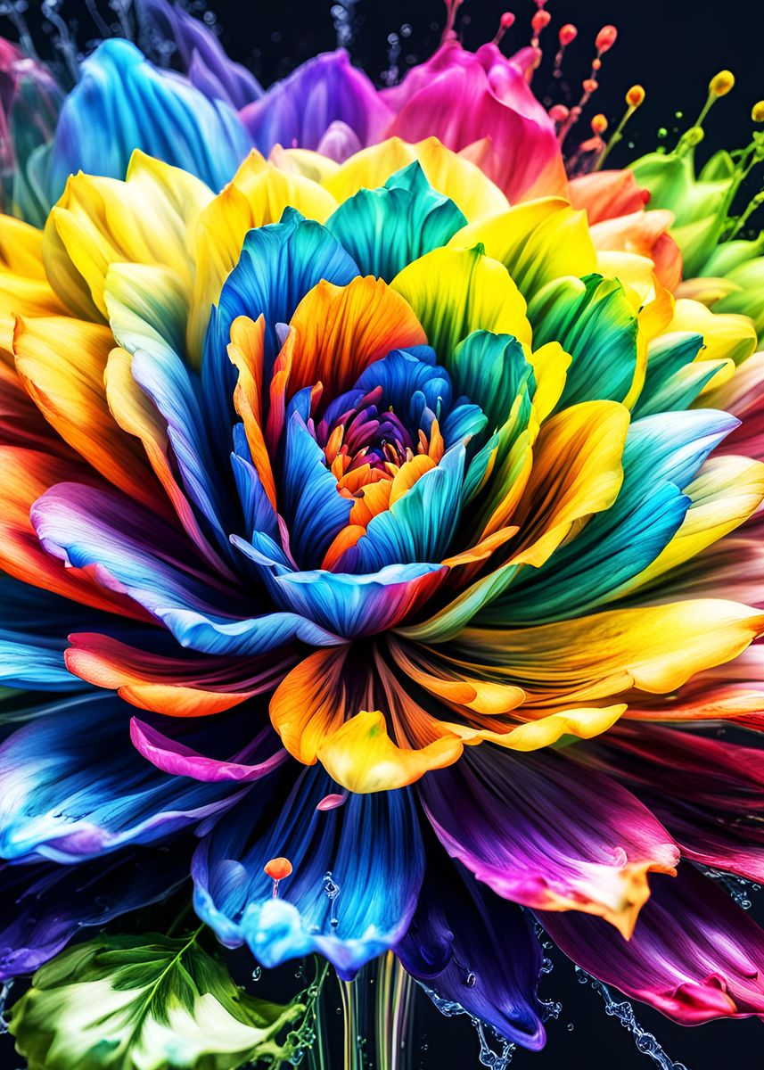 'Rainbow flower' Poster, picture, metal print, paint by Anata | Displate