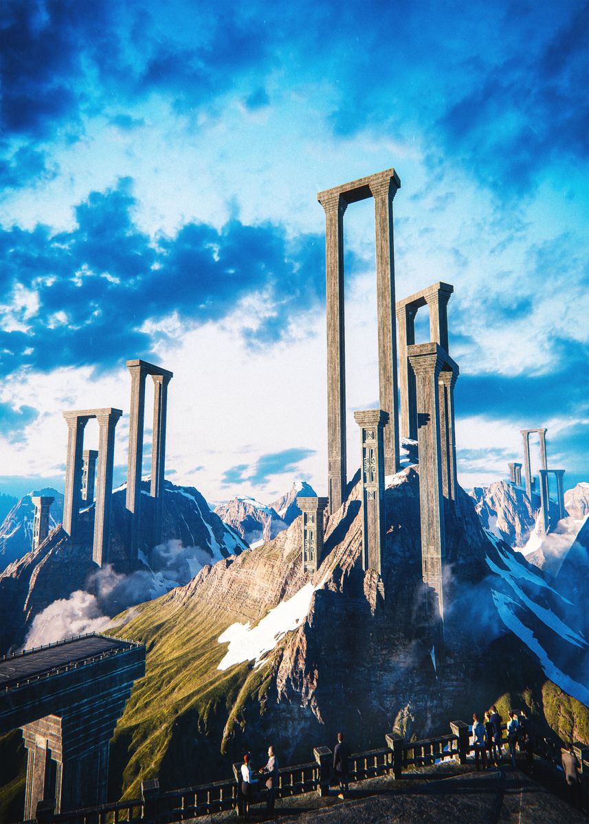 'Mountains Ruins' Poster, picture, metal print, paint by Azadream ...