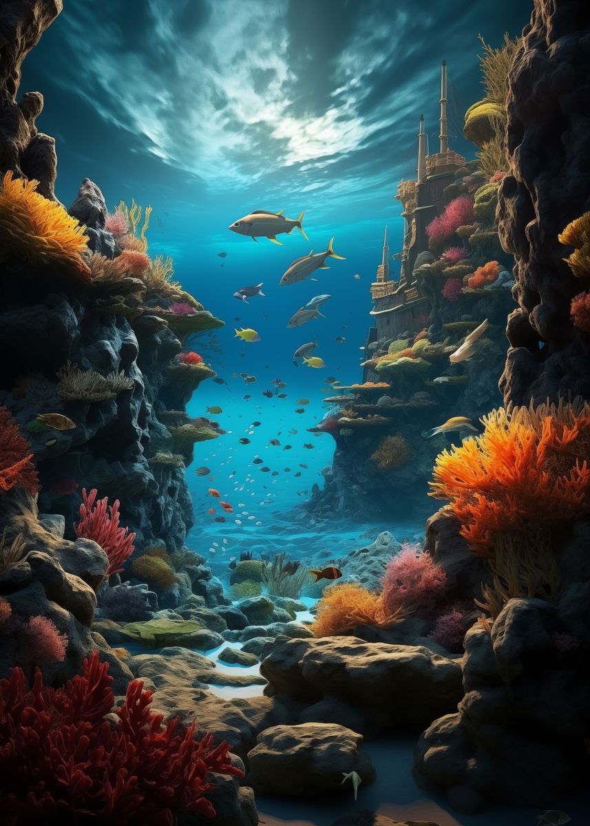 'Oceanic Habitat' Poster, picture, metal print, paint by Adam | Displate