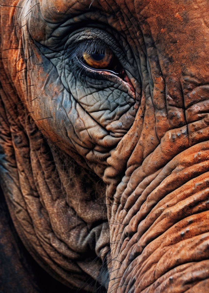 'Elephant Closeup Face' Poster, picture, metal print, paint by ...