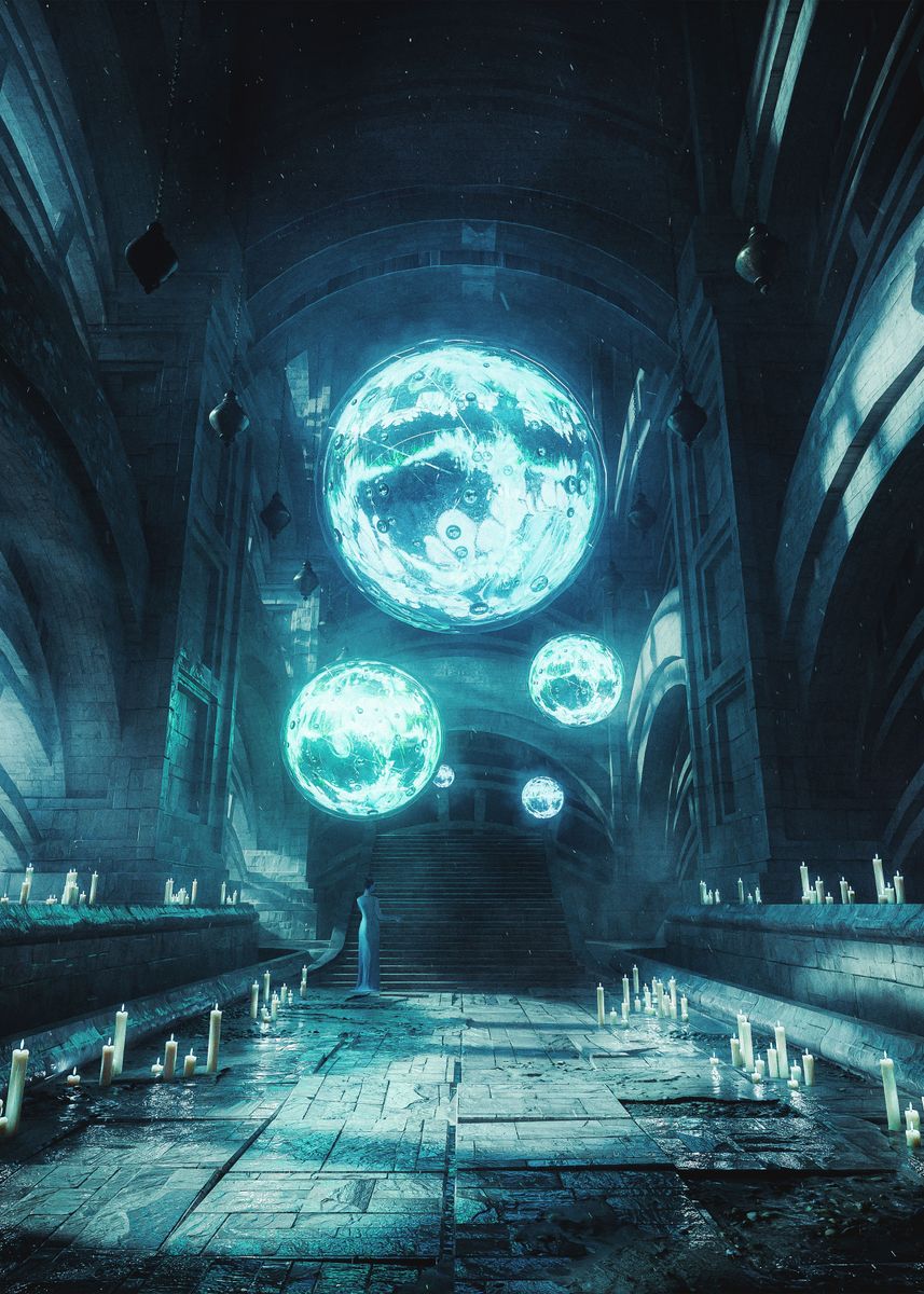 'Bubble Temple' Poster, picture, metal print, paint by Azadream | Displate