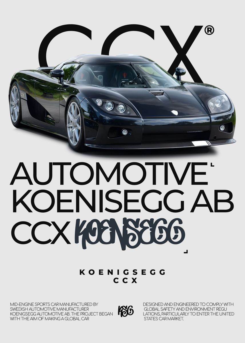 'Koenigsegg CCX minimalist' Poster, picture, metal print, paint by ...