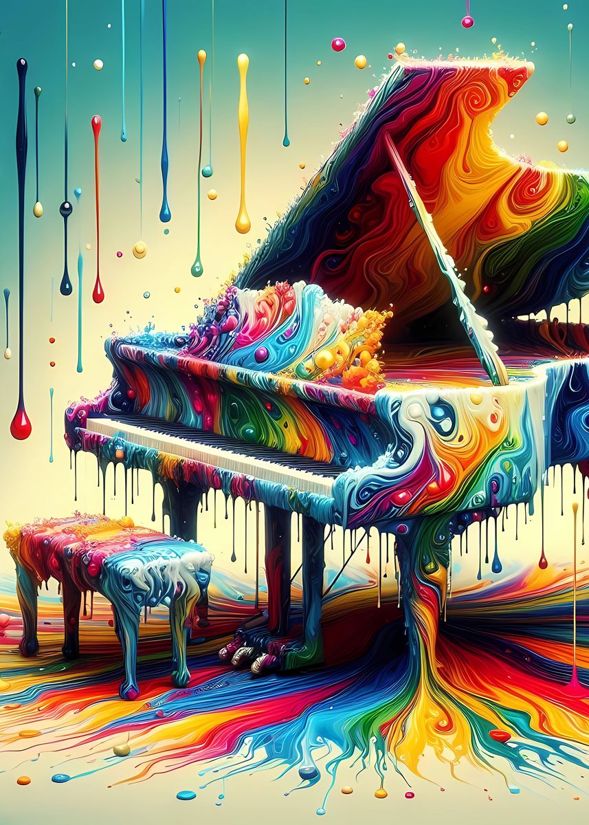 'Colorful Piano' Poster, picture, metal print, paint by Bouchido Code ...