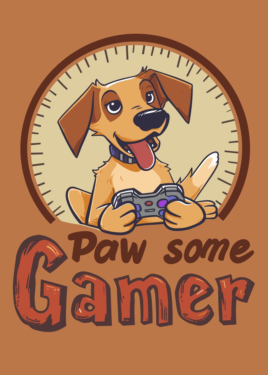 'Dog playing video games' Poster, picture, metal print, paint by ...
