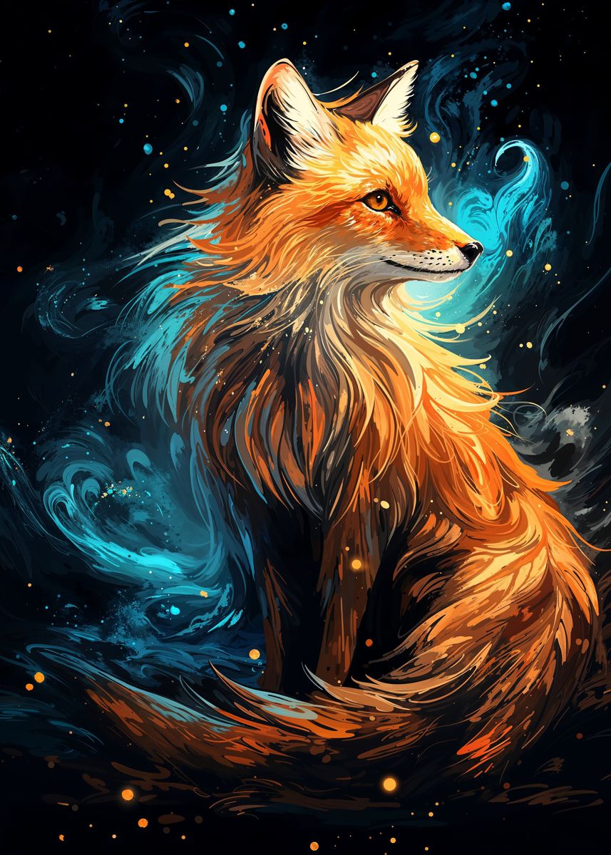'Cosmic fox' Poster, picture, metal print, paint by Maxline Ziddah ...