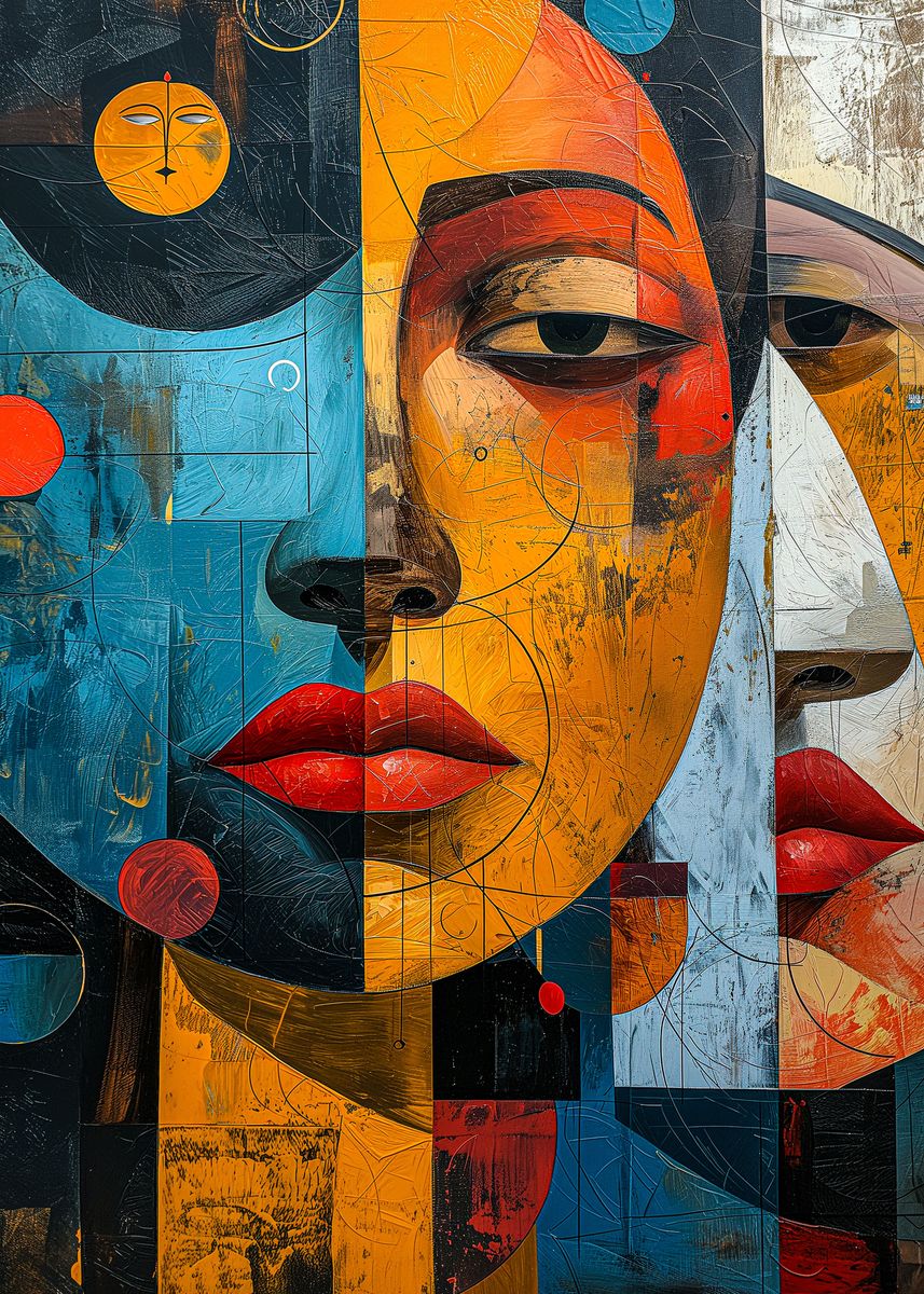 'Faces Unveiled' Poster, picture, metal print, paint by Create Modern ...