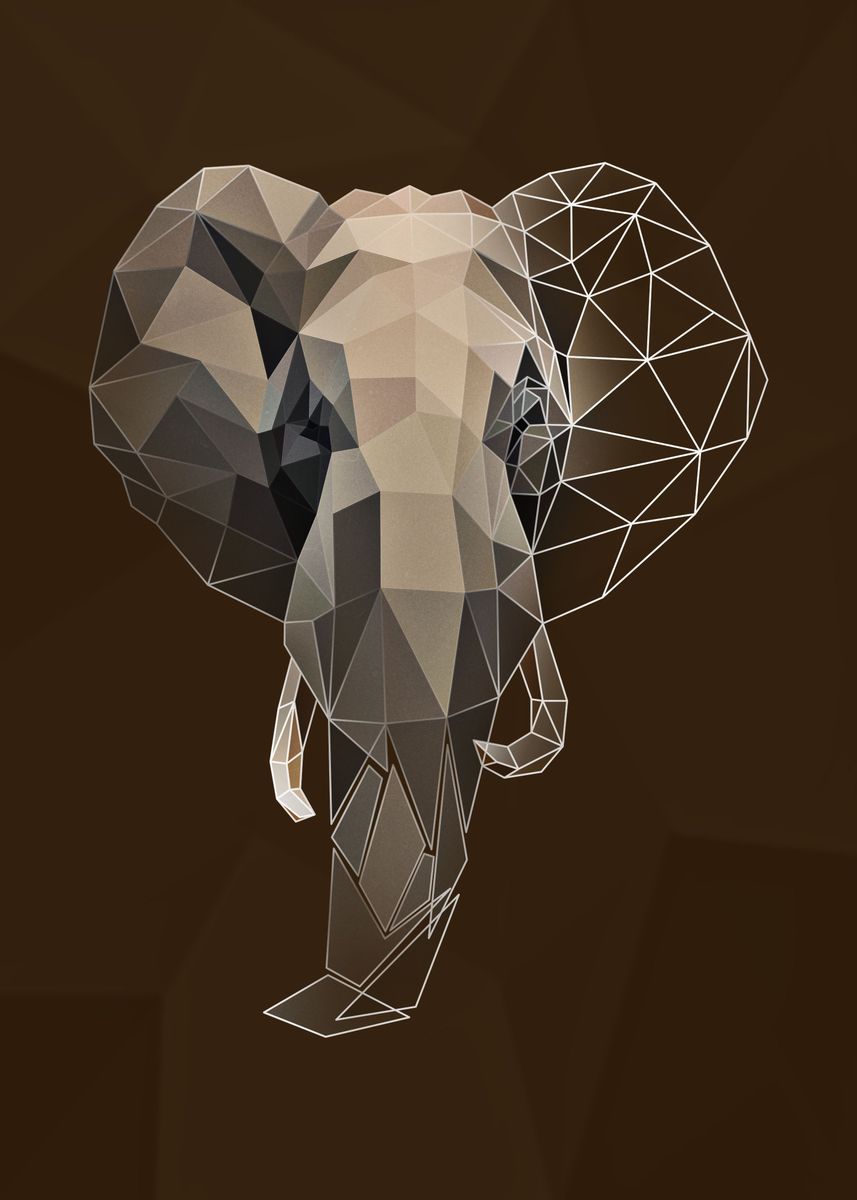 'Low poly elephant' Poster, picture, metal print, paint by Jackson ...