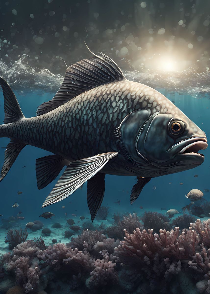 'Fish' Poster, picture, metal print, paint by Oleksandr Kovalov | Displate