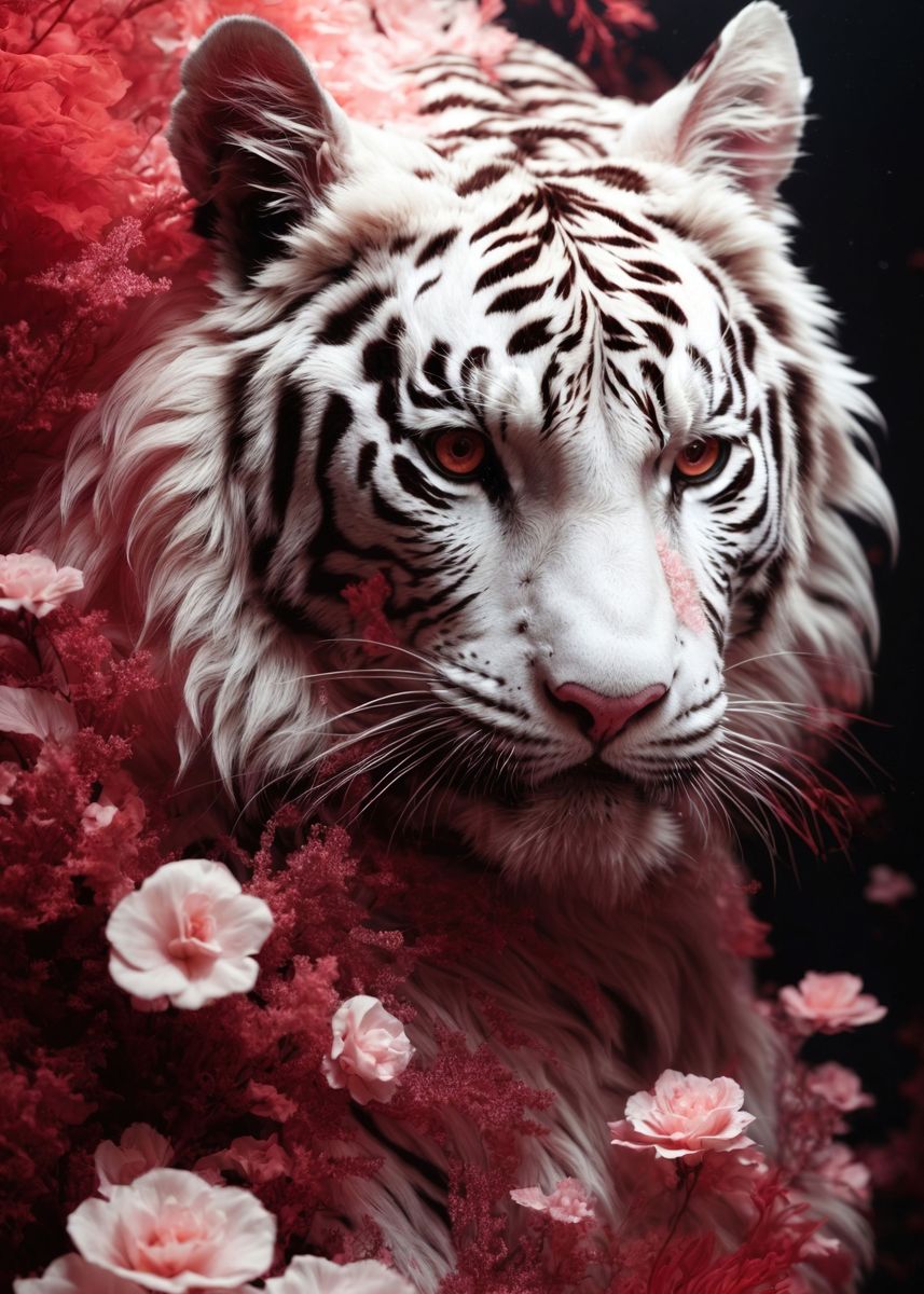 'Enchanted white tiger' Poster, picture, metal print, paint by ...