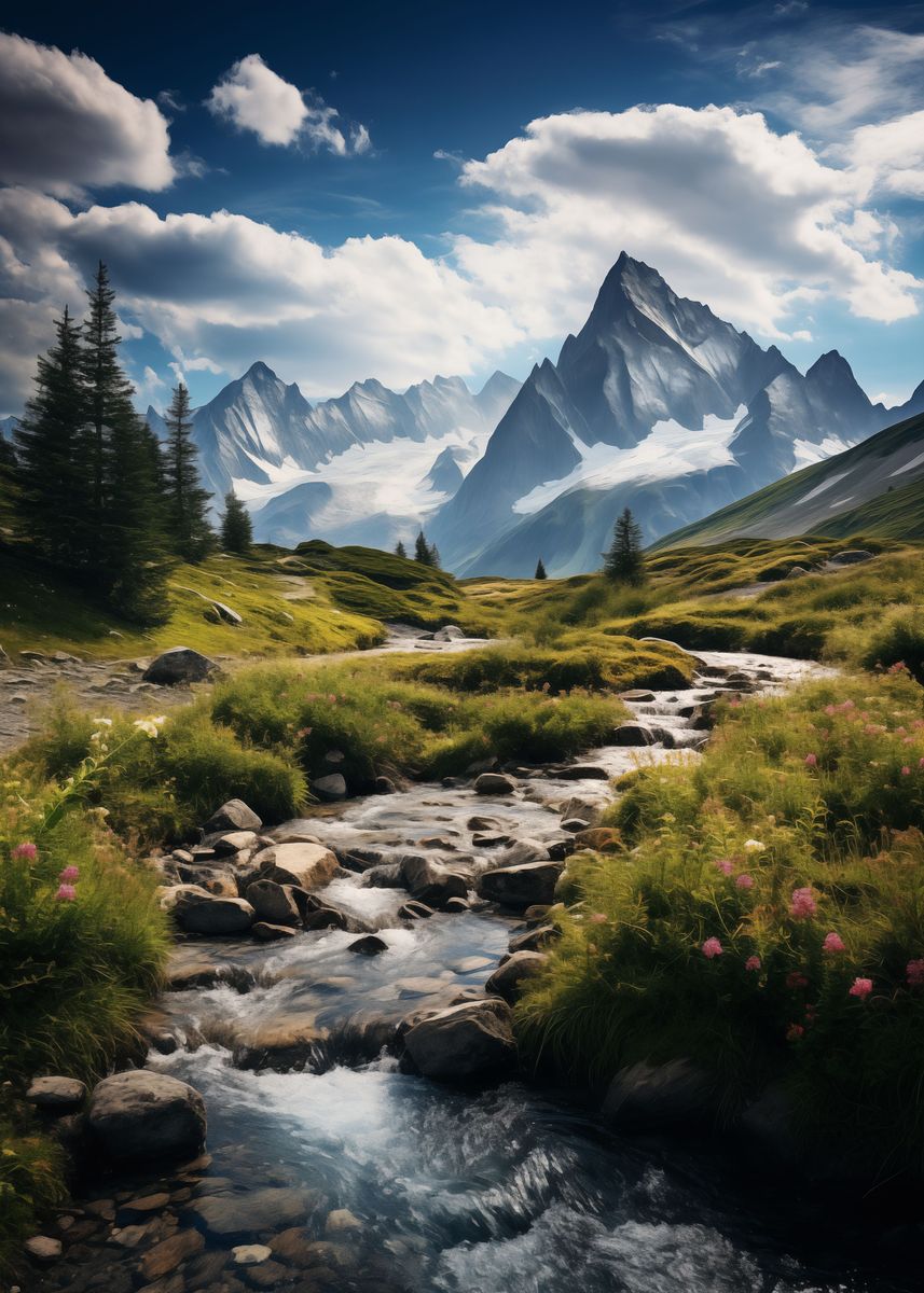 'Path To Mountains' Poster, picture, metal print, paint by ArtNinja ...