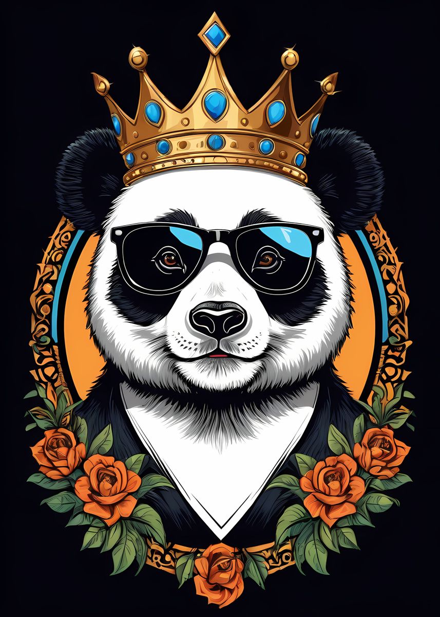 'Panda King' Poster, picture, metal print, paint by Dominustheus | Displate