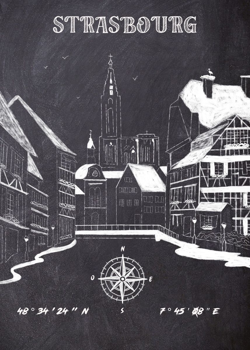 'STRASBOURG' Poster, picture, metal print, paint by TroisiemeOeil ...