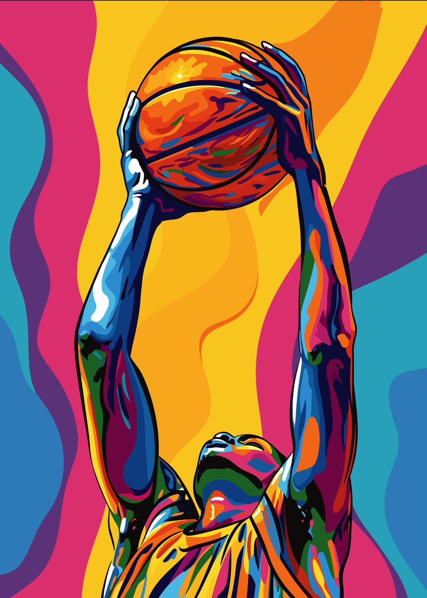 'basketball in pop art' Poster, picture, metal print, paint by Create ...