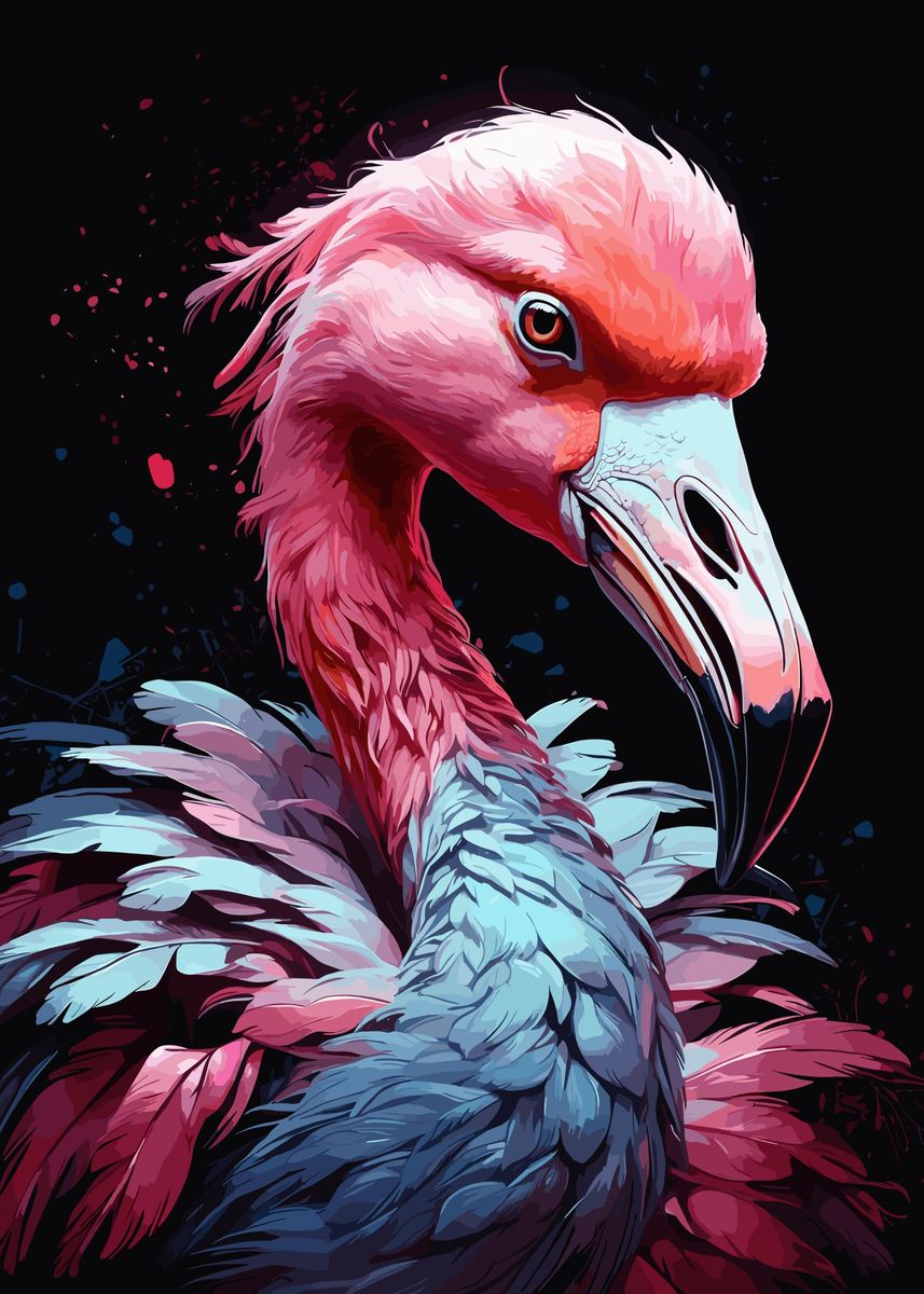 'Flamingo Animal Colorful' Poster, picture, metal print, paint by Jaman ...